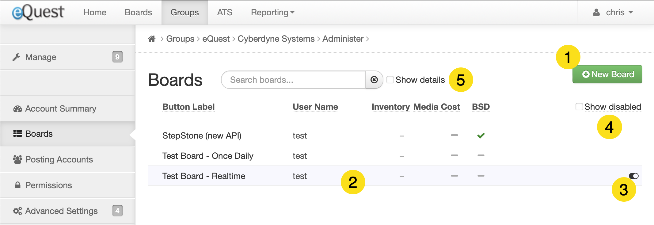 Boards List Overview – eQuest